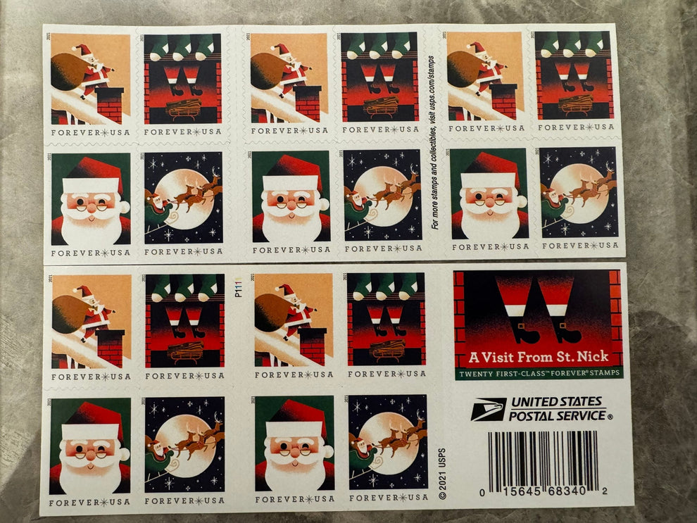 A Visit From St. Nick 2021 USPS Forever First Class Postage Stamps ...